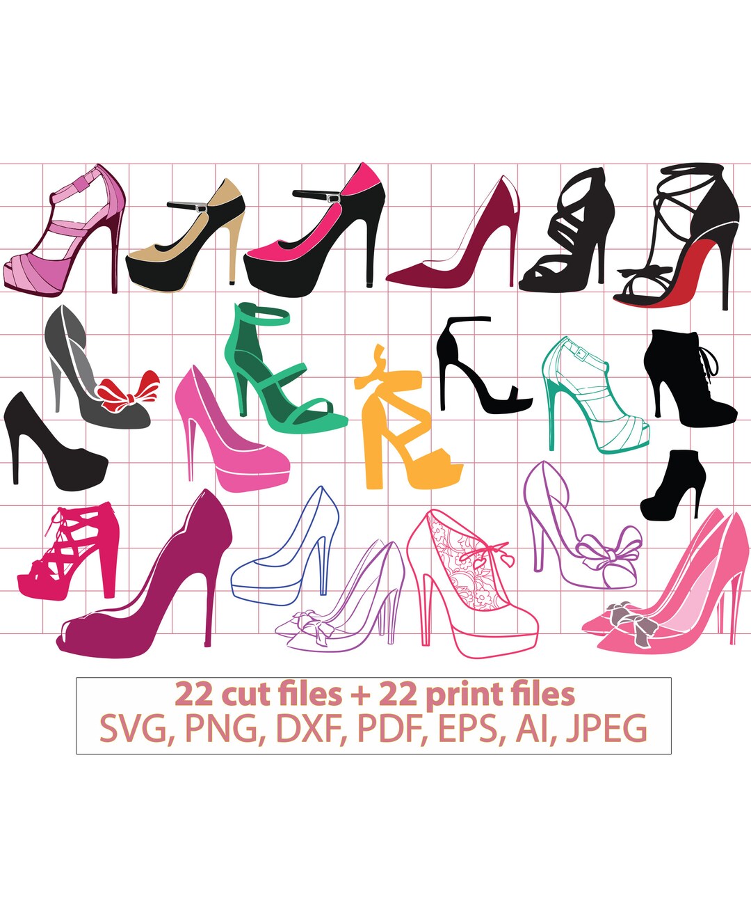 High Heels Shoes Svg, High Heels Bows, Stripper Shoes Svg, Party Shoes ...