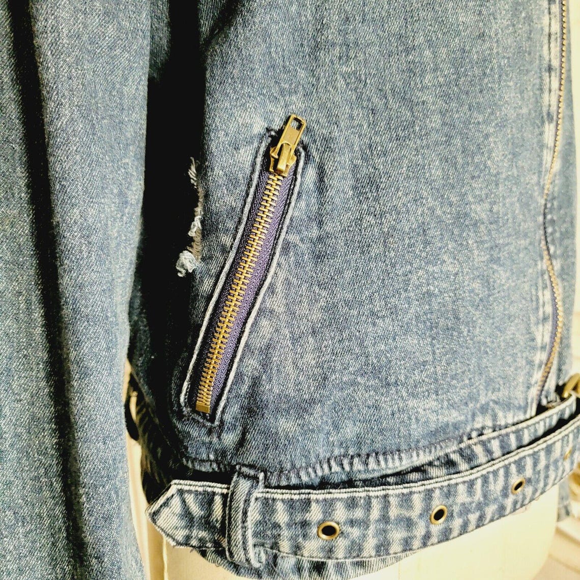 Vintage 80s Denim Jacket Grifflin Paris Sequined Back Sz M - Etsy
