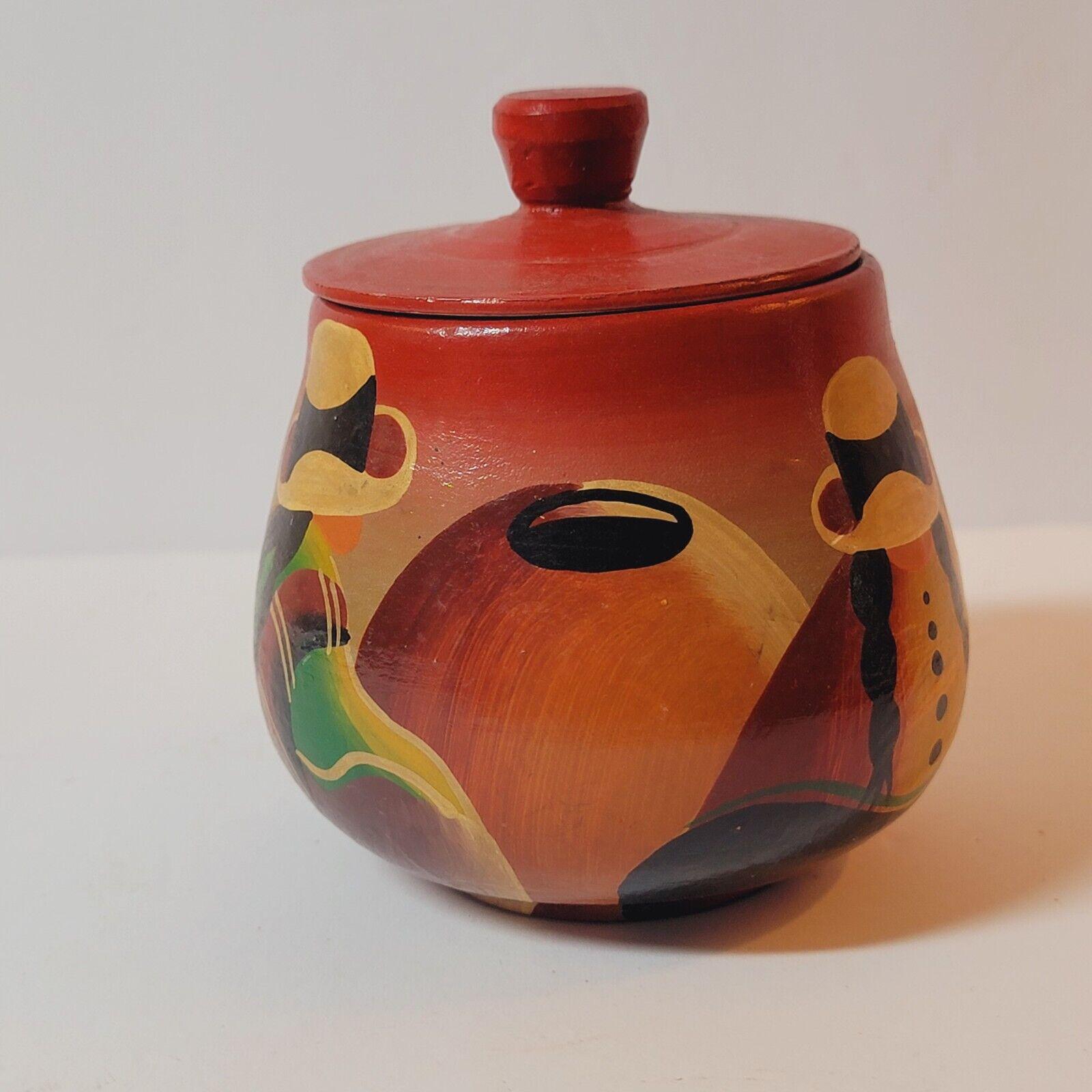 Vintage Peruvian Folk Art Pottery Covered Vessel Hand Painted - Etsy