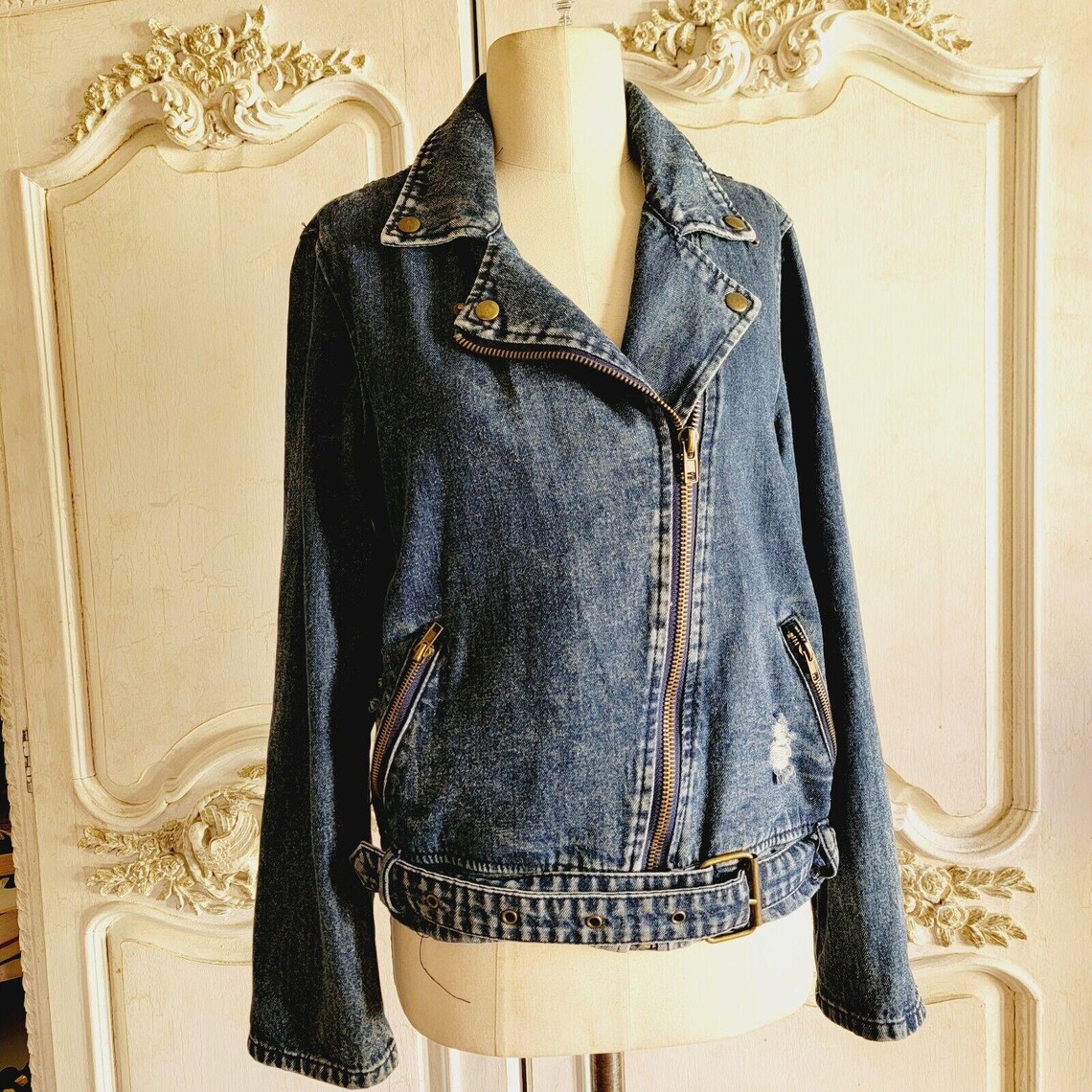 Vintage 80s Denim Jacket Grifflin Paris Sequined Back Sz M - Etsy