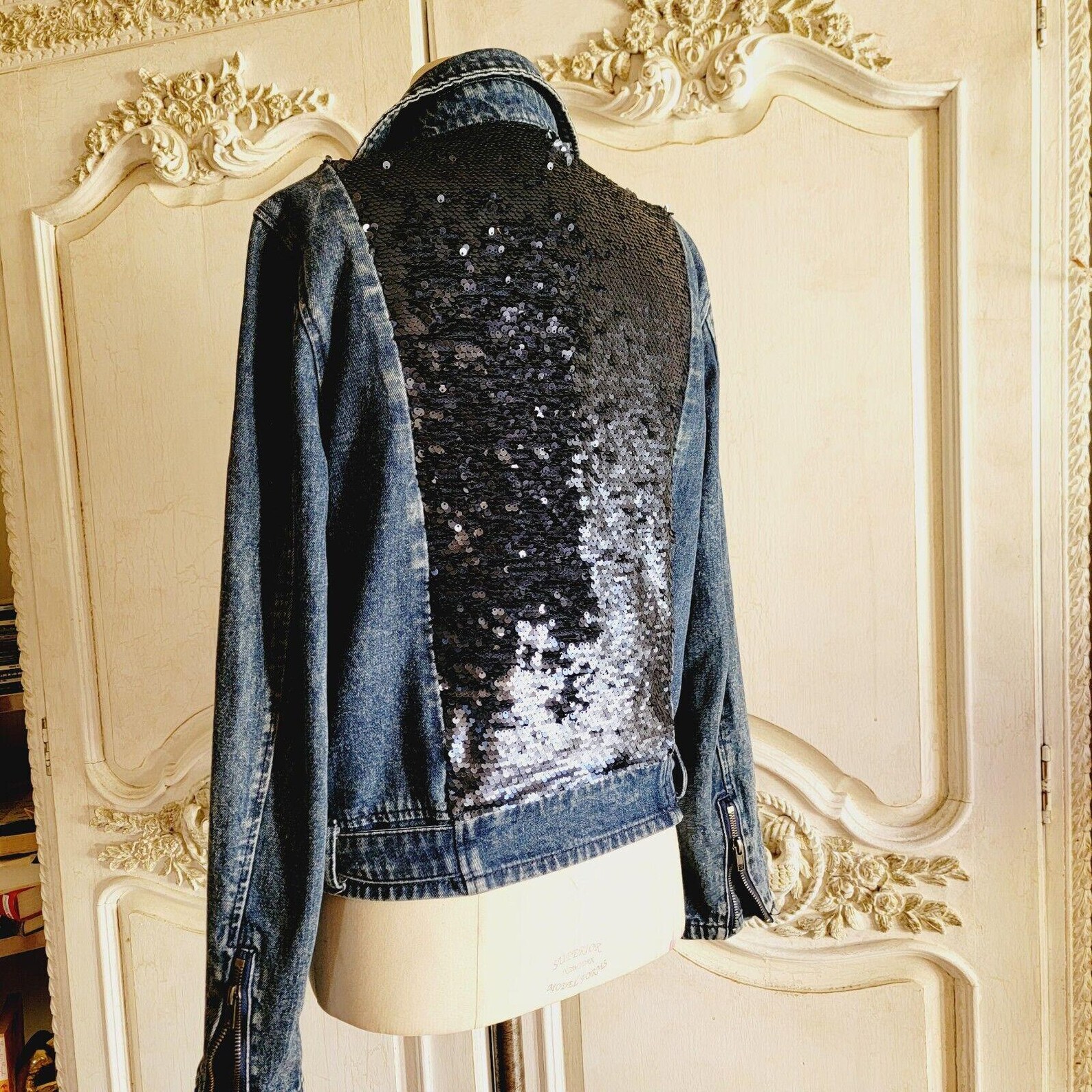 Vintage 80s Denim Jacket Grifflin Paris Sequined Back Sz M - Etsy
