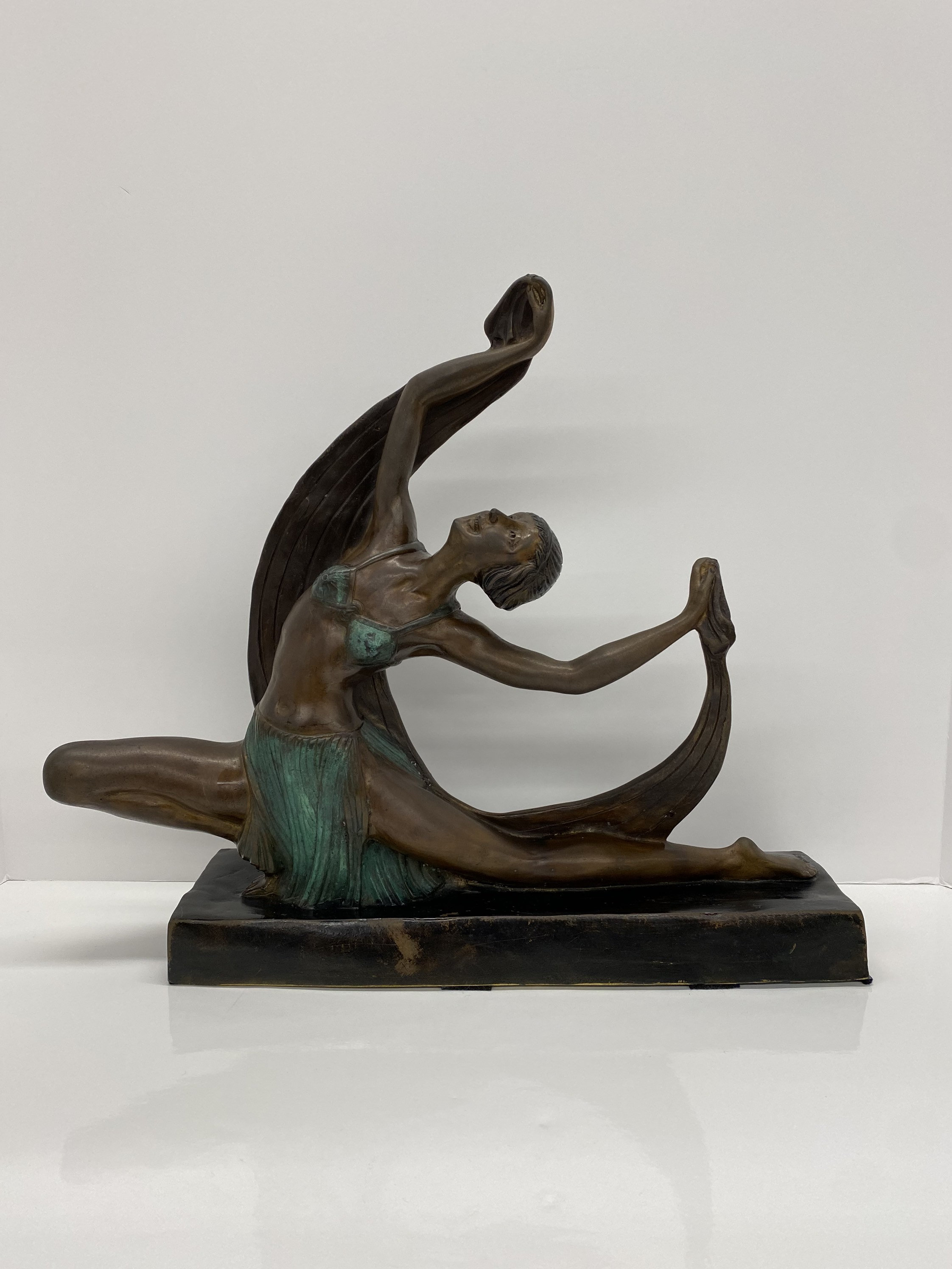 Art Deco Bronze Sculpture of a Scarf Dancer on Sunburst Base Jean ...