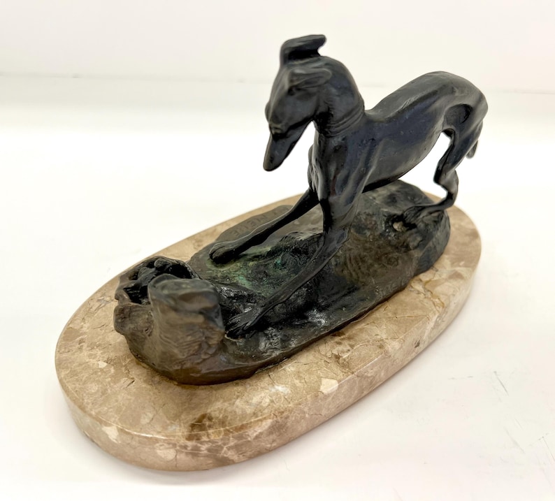 Antique Bronze Pierre Jules “P.J.” MÊNE Greyhound Whippet With Nest of ...