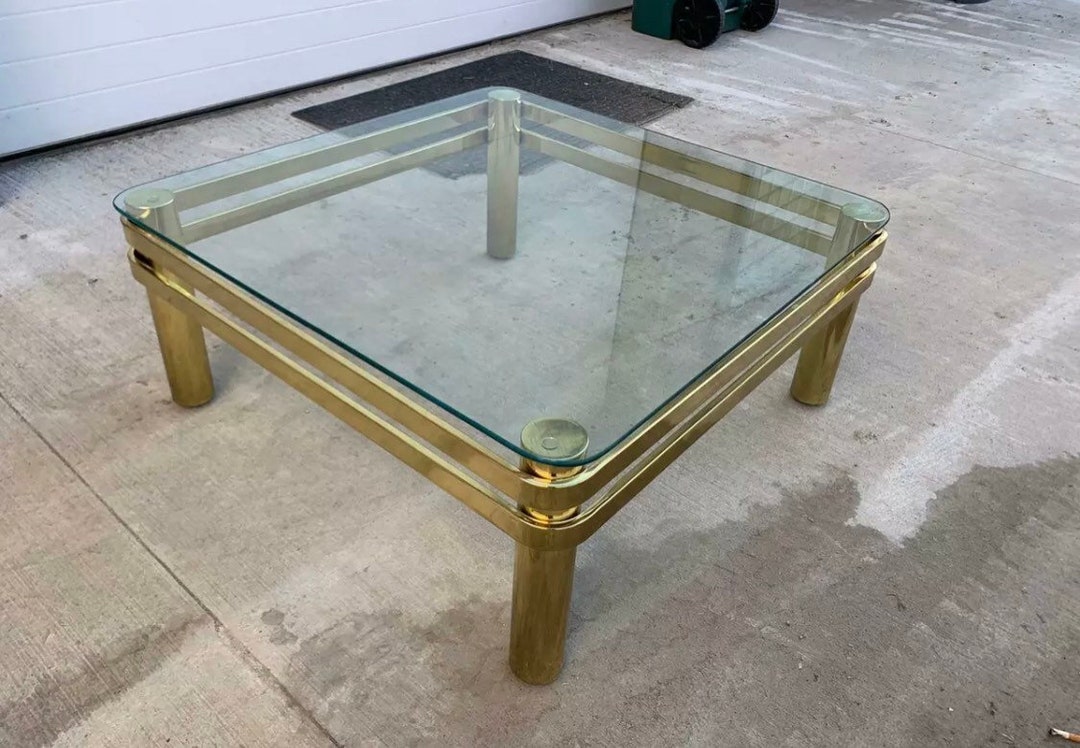 Stunning Glass and Brass Coffee Table - Etsy