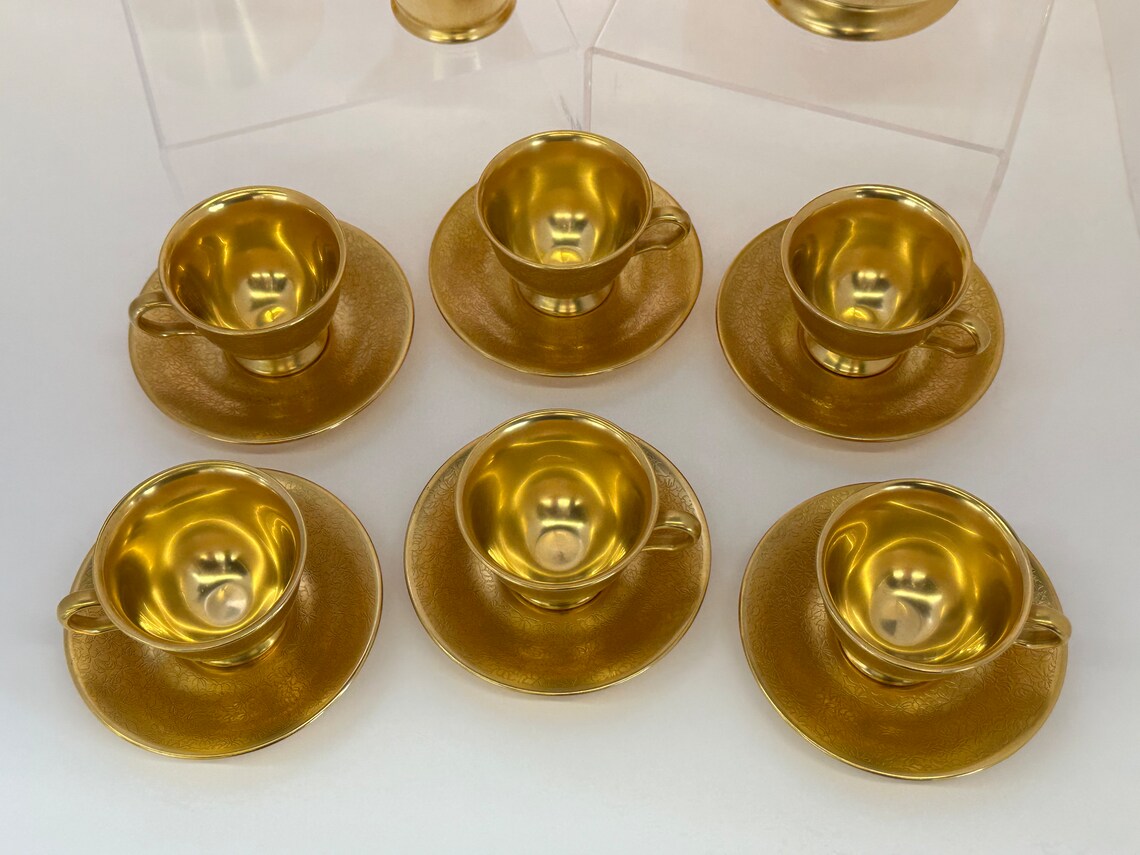 Vintage Pickard Rose & Daisy 16-piece Tea/coffee Set With 24k Gold ...