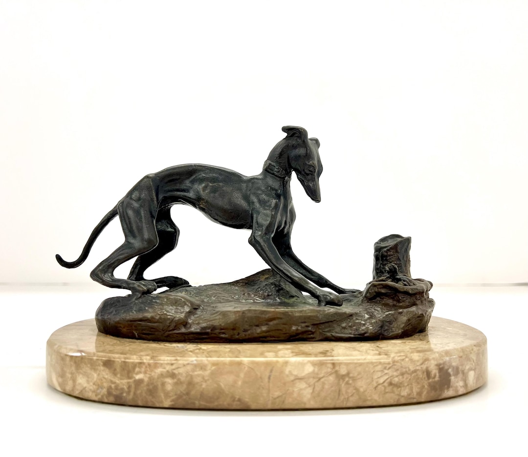 Antique Bronze Pierre Jules “P.J.” MÊNE Greyhound Whippet With Nest of ...