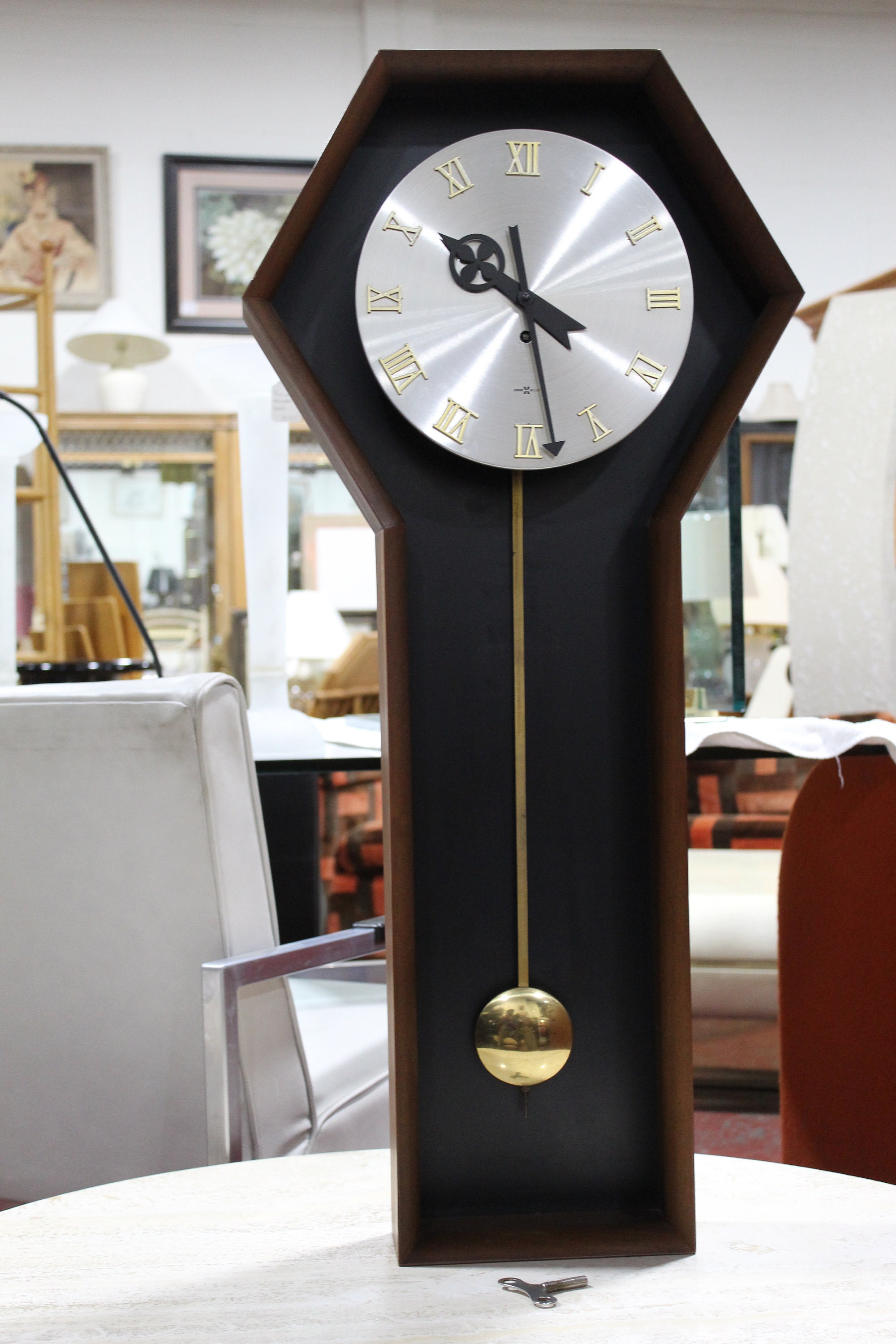 Arthur Umanoff for Howard Miller Pendulum "coffin Clock" Circa 1970 Mid ...