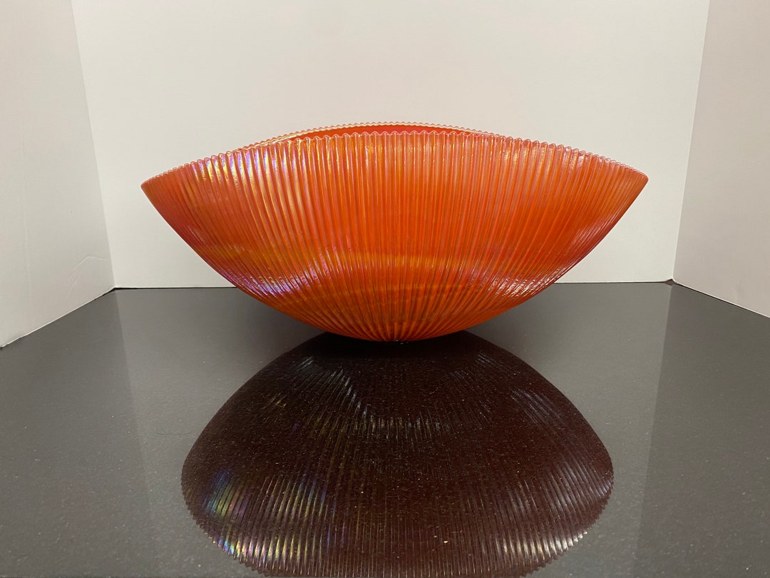 YALOS CASA Murano Iridescent Orange Italian Hand Blown River Glass ...