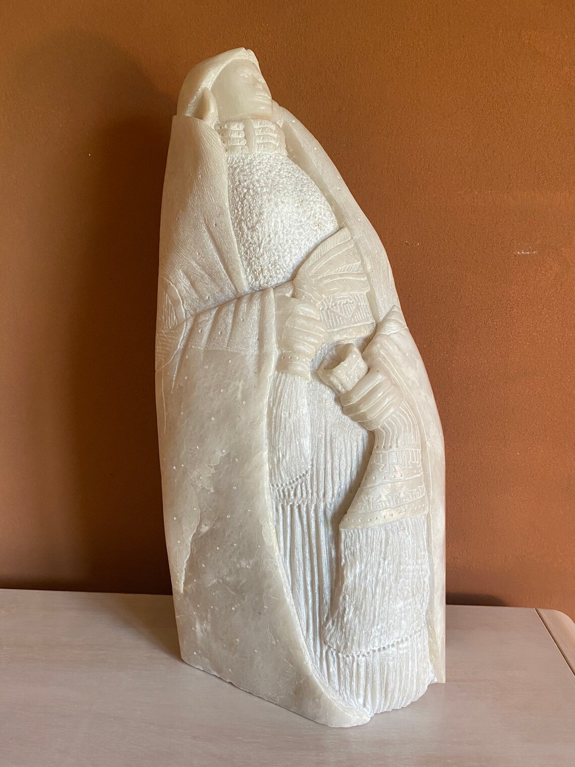 Navajo Artist Alabaster Sculpture Native American Indian Woman Signed ...