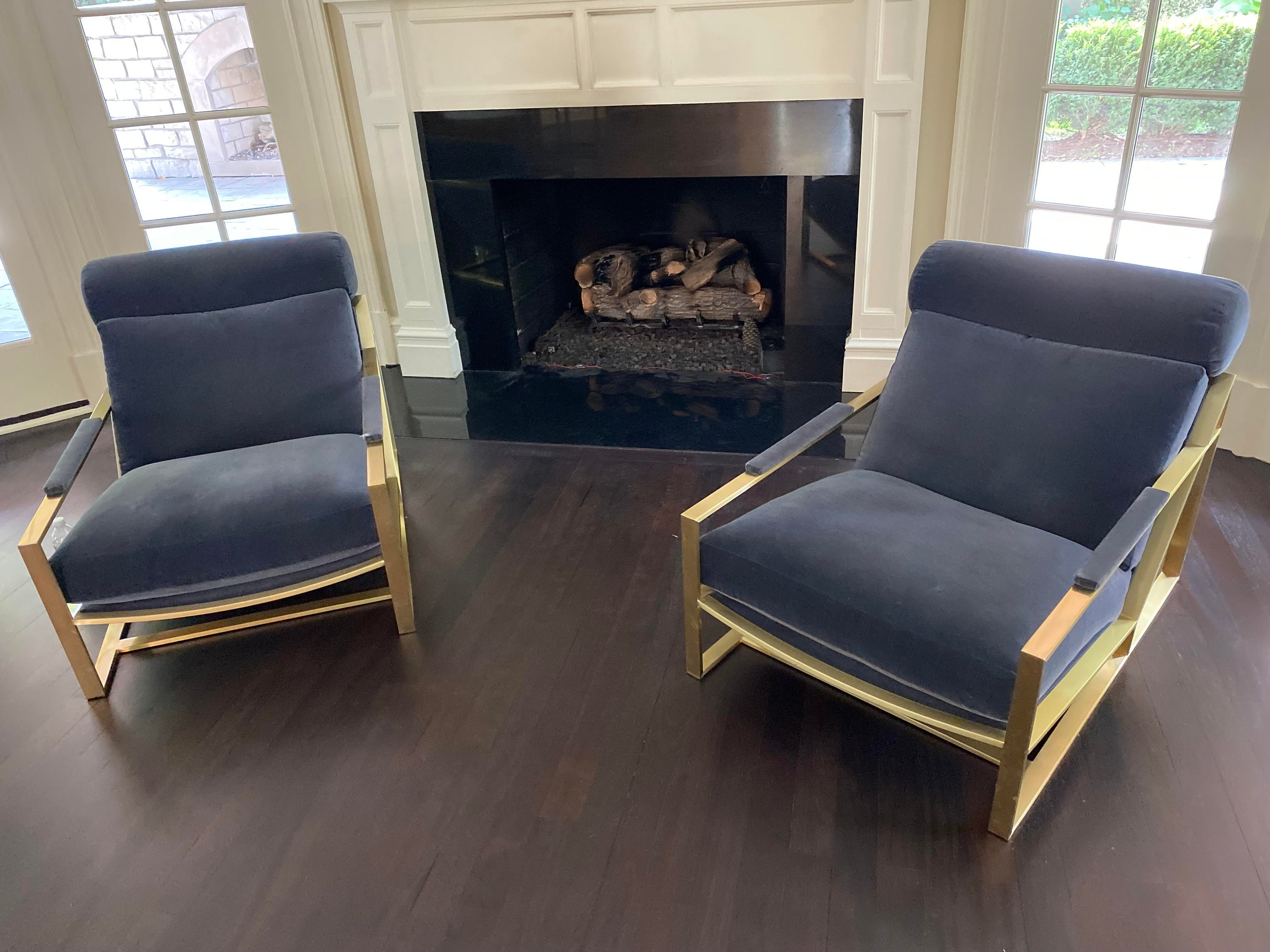 Milo Baughman for Restoration Hardware Chairs Italian Merino Wool Velvet Blend Model 3418 Set of 2 Etsy