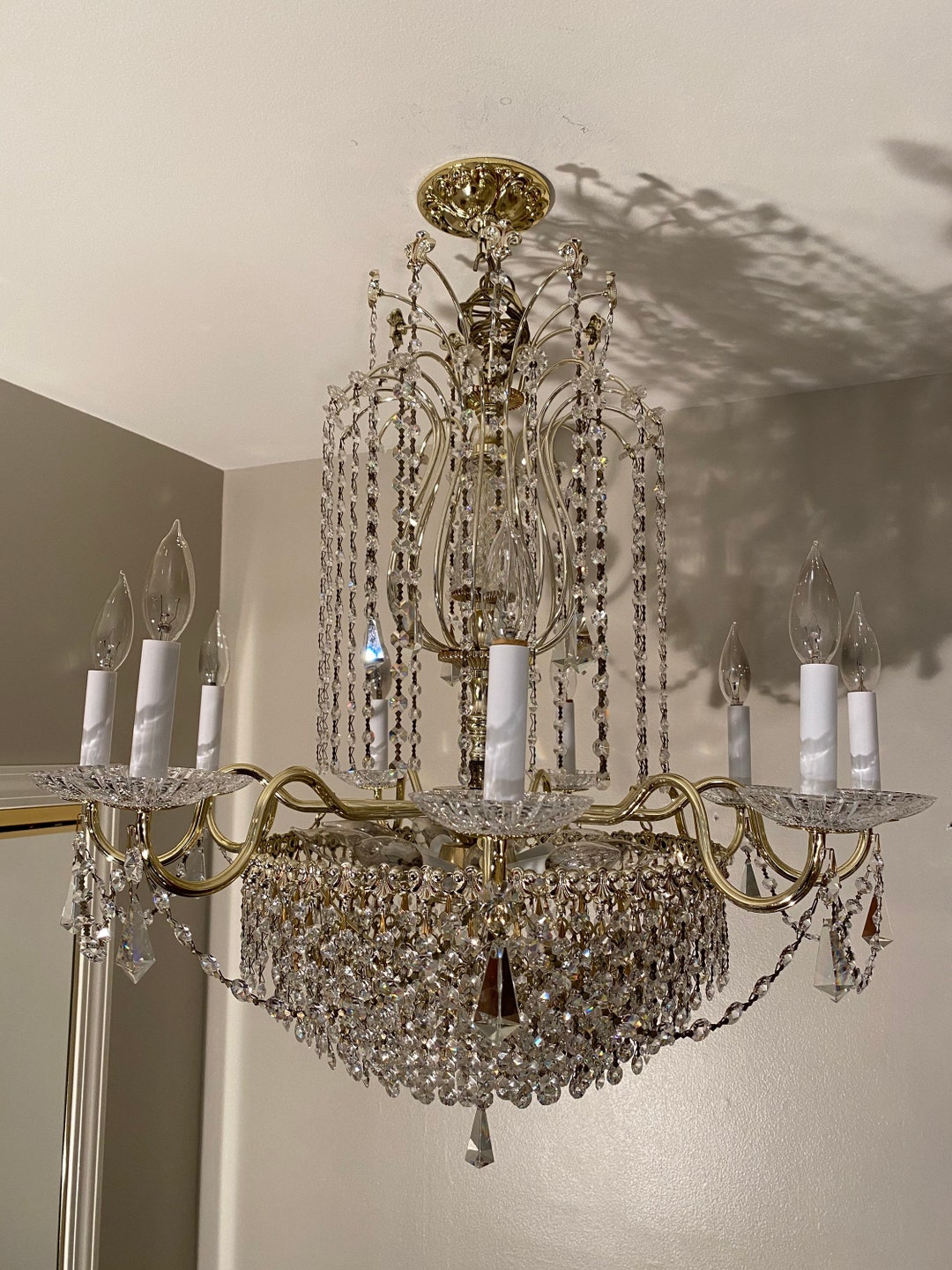 Large Superb Italian 10 Light Basket Chandelier by Schonbek - Etsy
