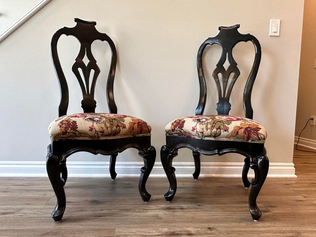 Pair of Bausman Portuguese Queen Anne Side Chairs – Floral Upholstery ...