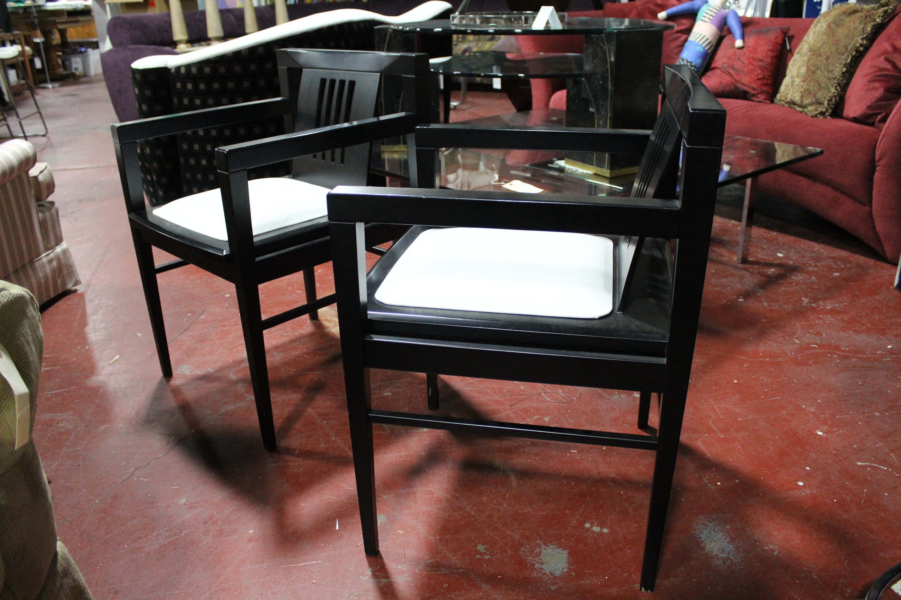 Stendig Chairs Pair Post Modern Ebonized Wood With White Faux - Etsy