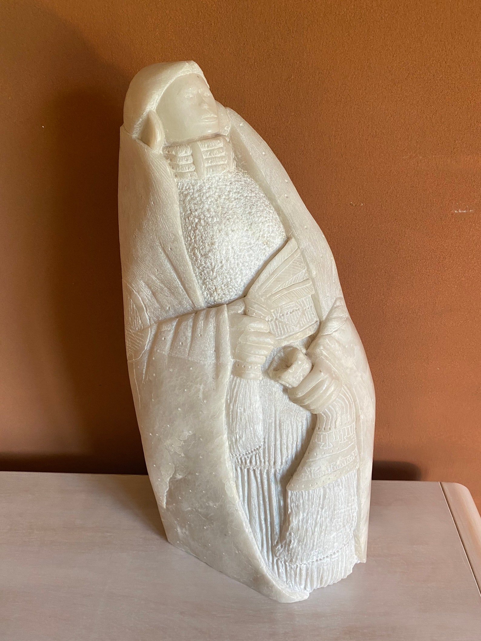 Navajo Artist Alabaster Sculpture Native American Indian Woman Signed ...