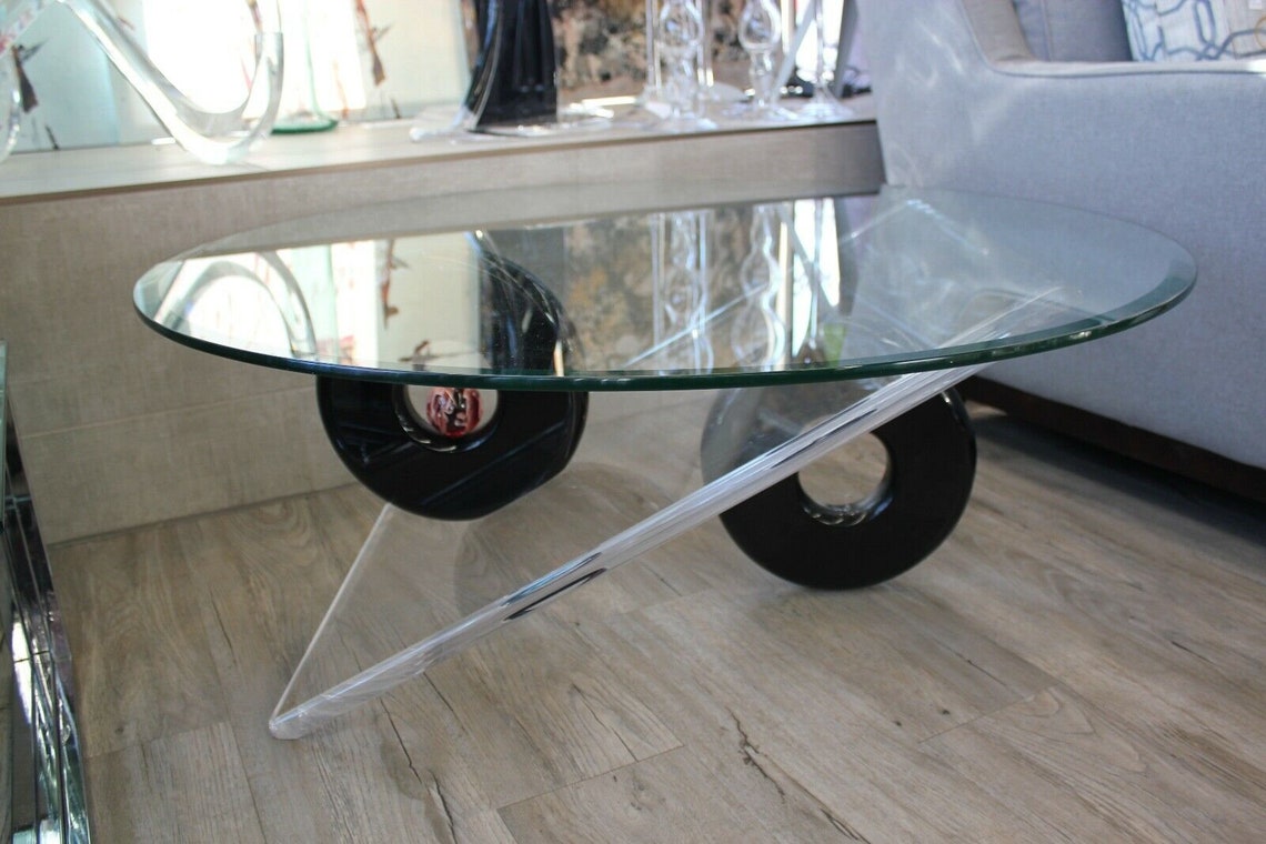 Shlomi Haziza Coffee Table Post Mid Century Modern 1980's Acrylic - Etsy