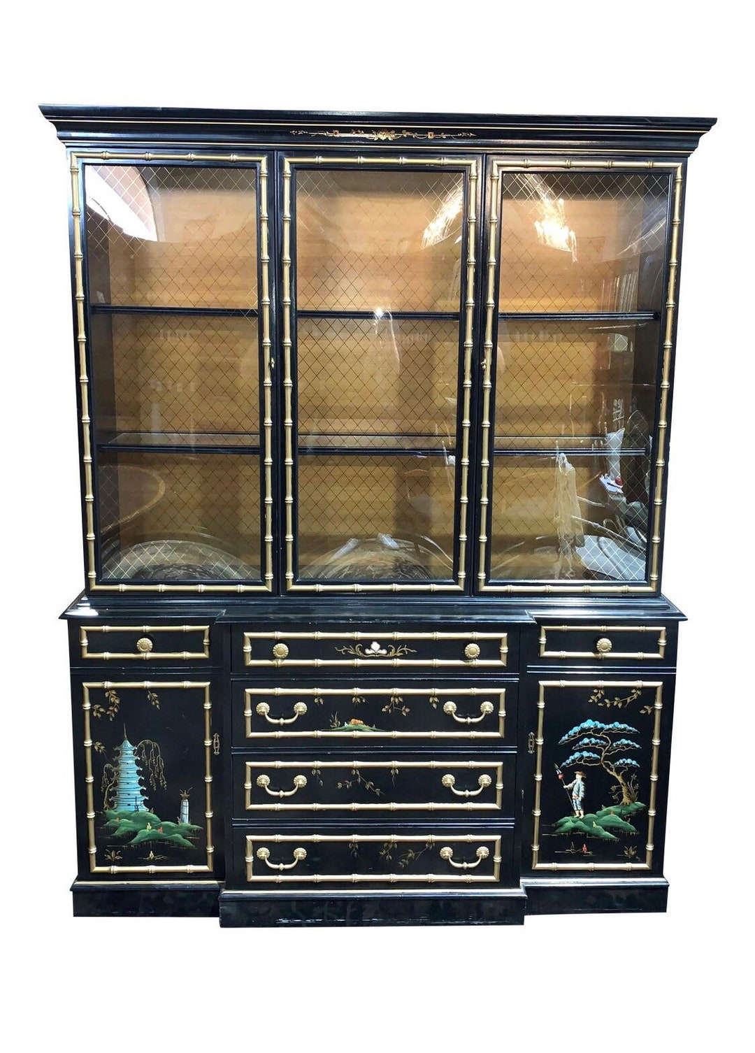 Jasper Chinoiserie China Cabinet With Desk - Etsy