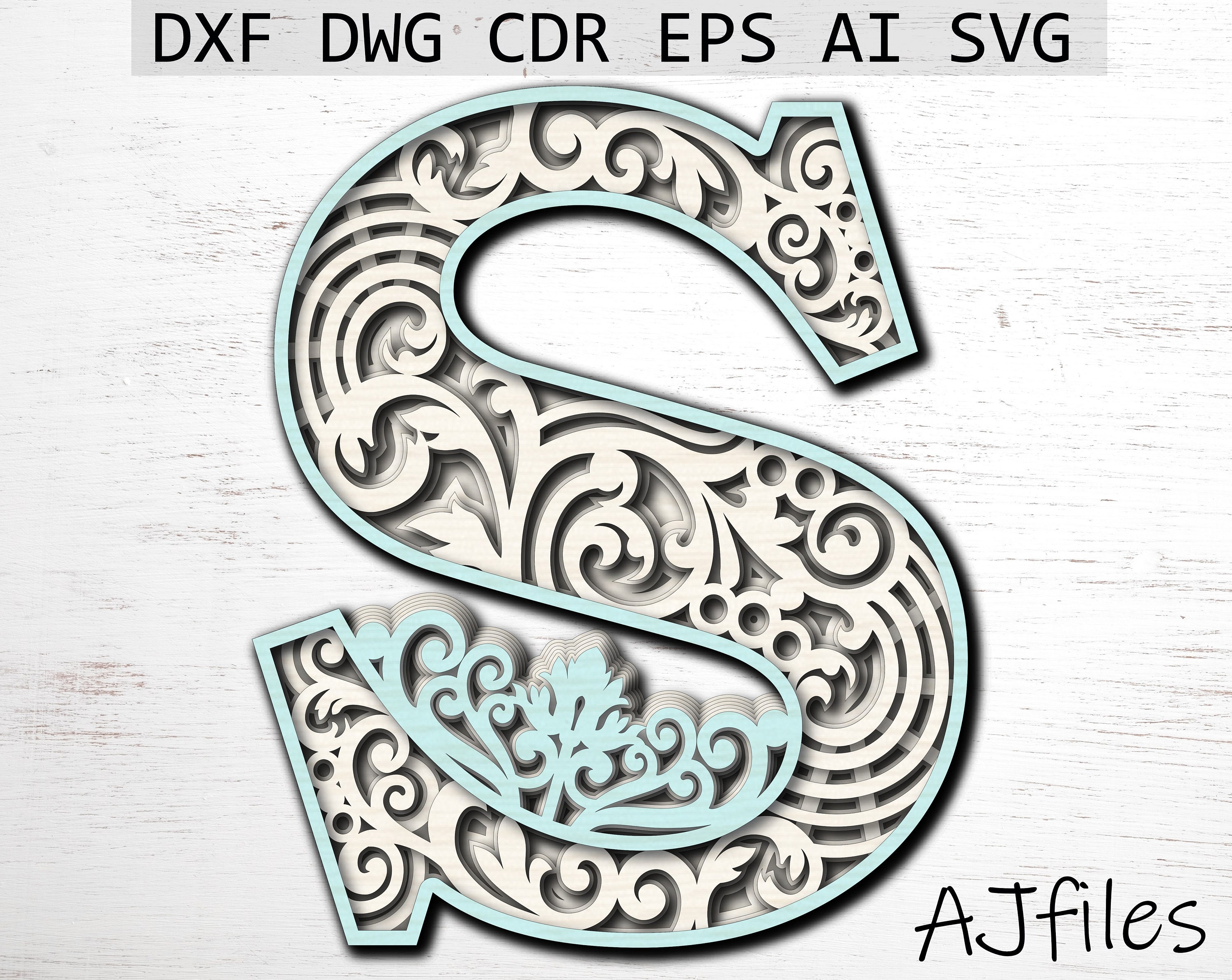 Letter S Laser Cut File: 3D Floral SVG (digital Download) - Etsy