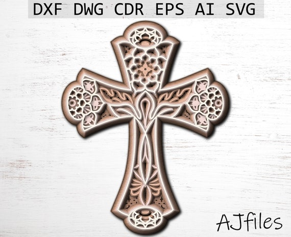 Cross Svg Cruz en capas Archivo Mandala Mandala svg DXF - Etsy México