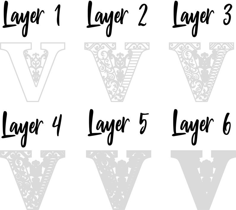 Letter V Digital File Layered Letter V Layer Letter Svg | Etsy