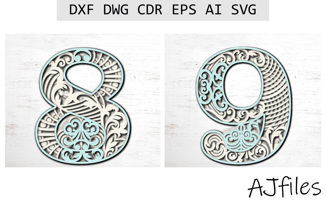 Layered Numbers Bundle Laser Cut Mandala Number Numbers SVG - Etsy
