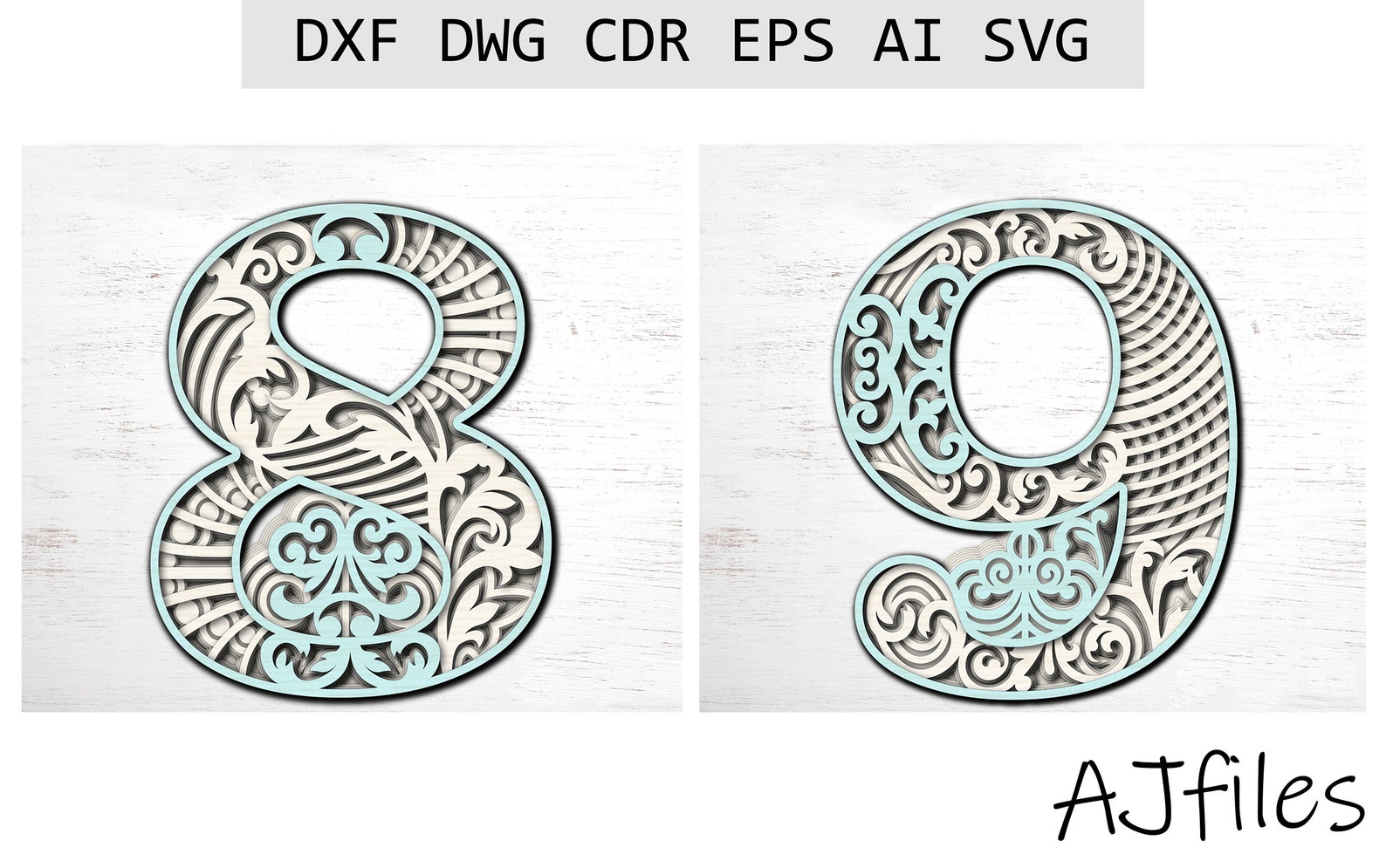 Layered Numbers Bundle Laser Cut Mandala Number Numbers SVG - Etsy