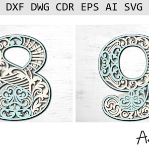 Layered Numbers Bundle, Laser Cut Mandala Number, Numbers SVG for ...