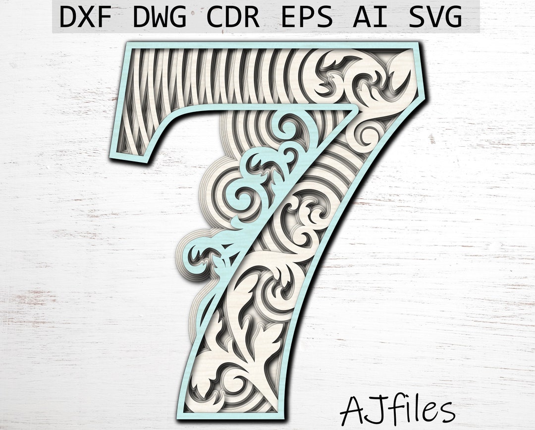 Layered Number 7, Laser Cut Mandala Number, Numbers SVG for Cricut ...