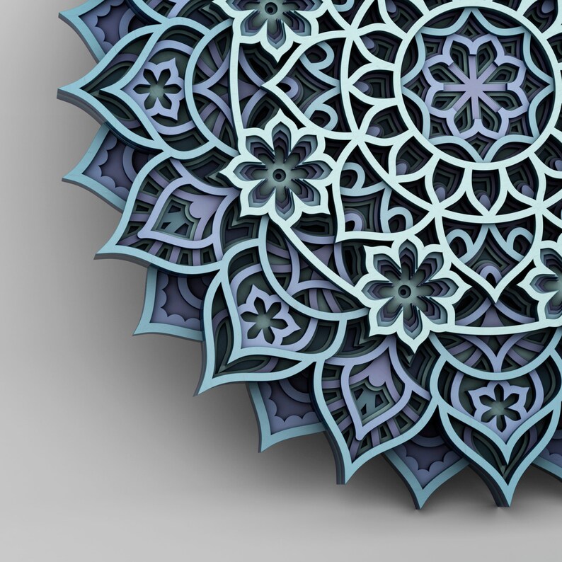 Laser Cut DXF Mandala File Layered Mandala SVG 3d Mandala - Etsy