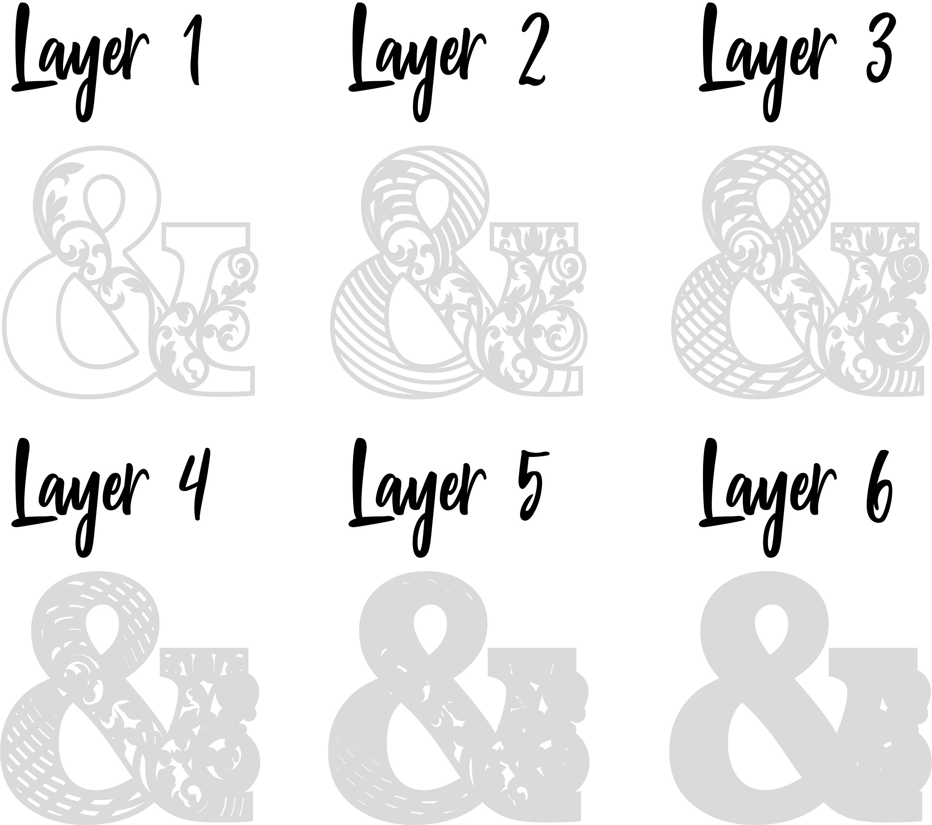 Ampersand svg & svg archivo cortado por láser letras del - Etsy México