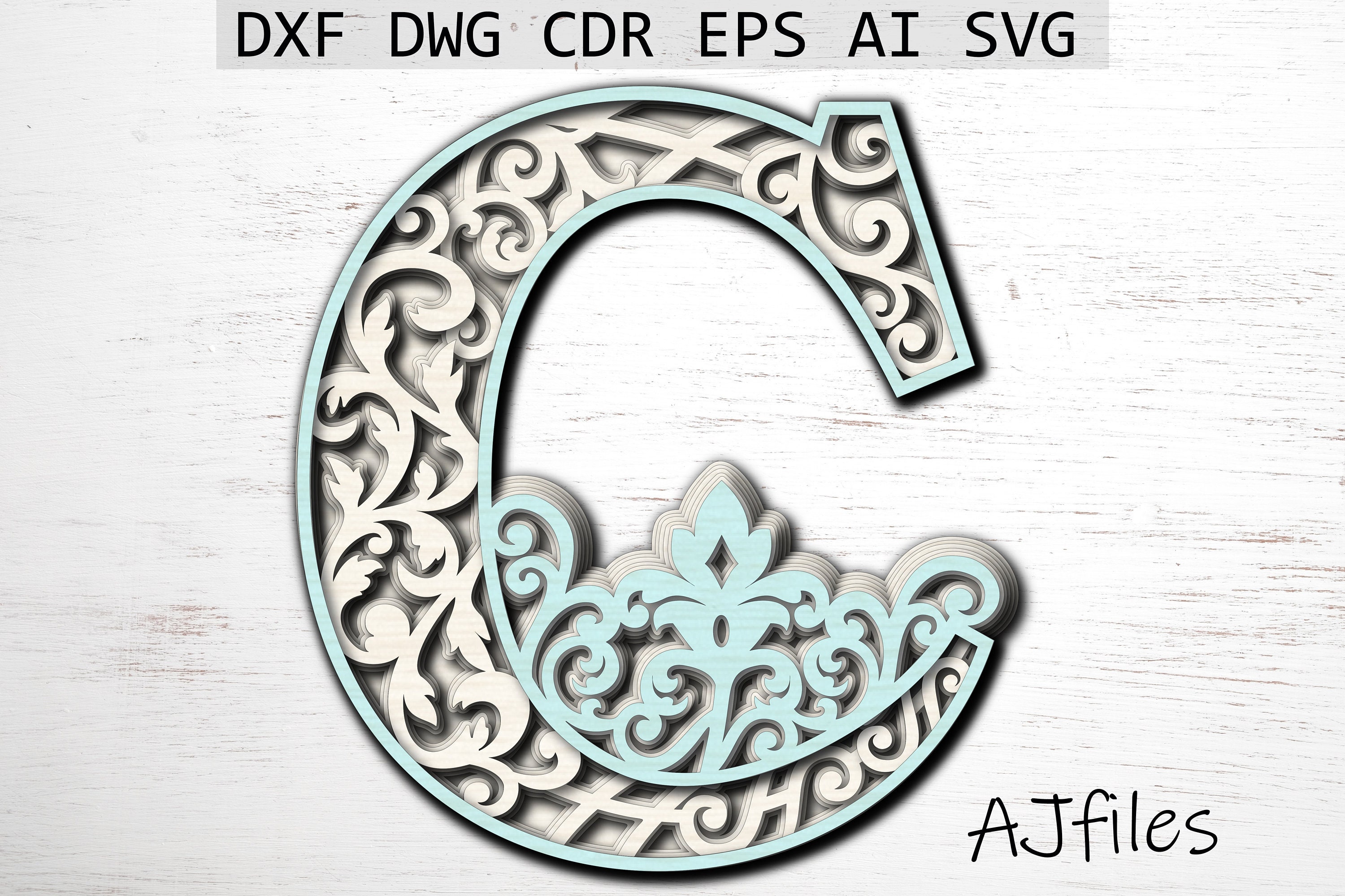 Letter C Digital File, Laser Cut File, Digital File Download, Alphabet ...