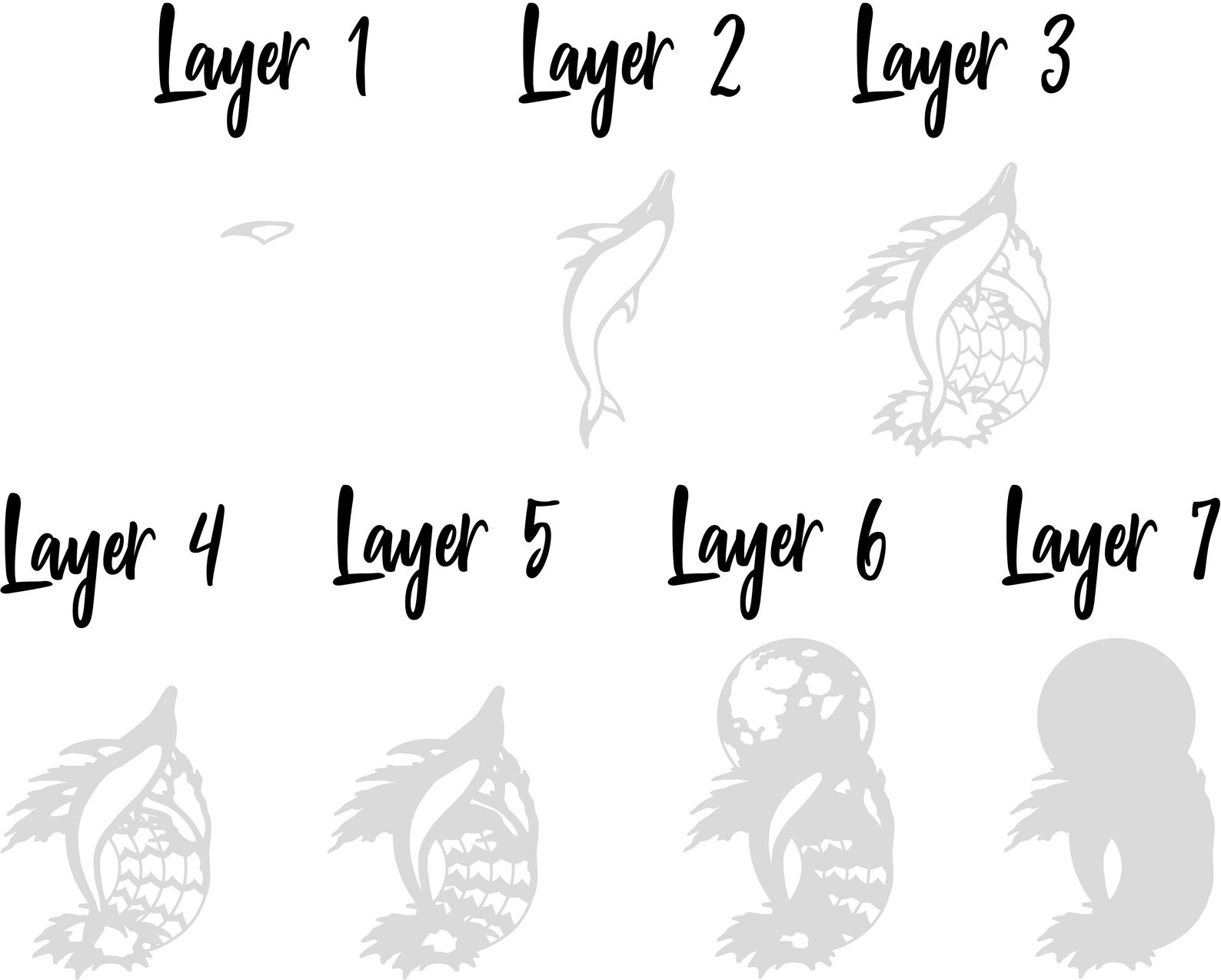 Layered Dolphin Svg Laser Cut File Layered Mandala 3d | Etsy UK