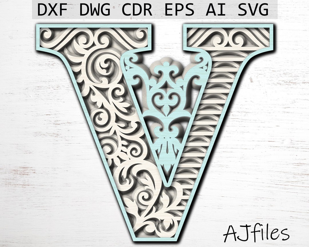 Letter V Digital File, Layered Letter V, Layer Letter Svg, Alphabet ...