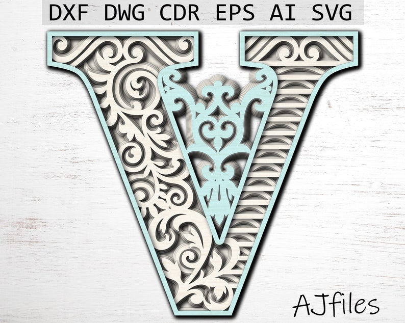 Letter V Digital File Layered Letter V Layer Letter Svg | Etsy