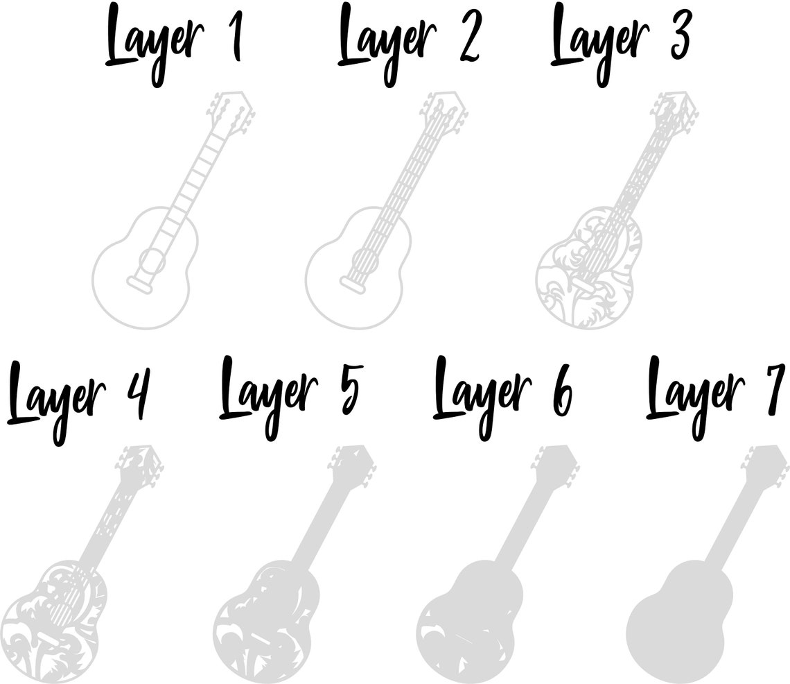 Layered Guitar Svg Laser Cut File Digital File Download - Etsy