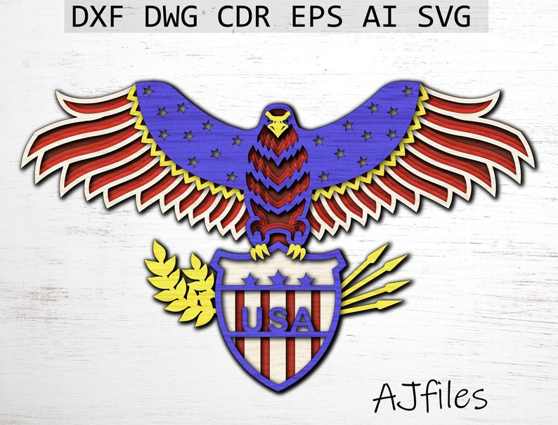 Layered Eagle Svg 3d Eagle Flag Svg US Flag Svg File 3d - Etsy Israel