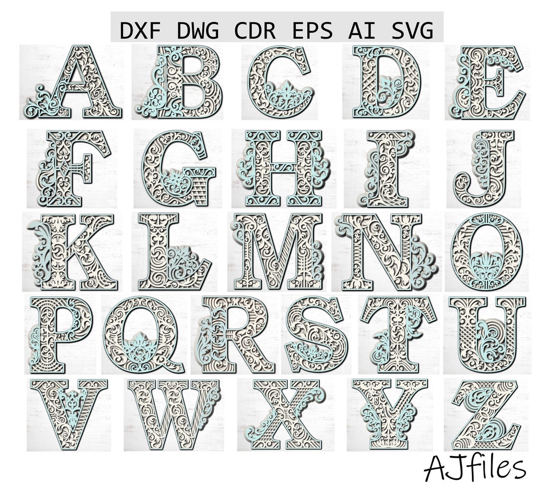 A-Z Alphabet Letters, 3d Layered Letters Svg, Layered Alphabet ...