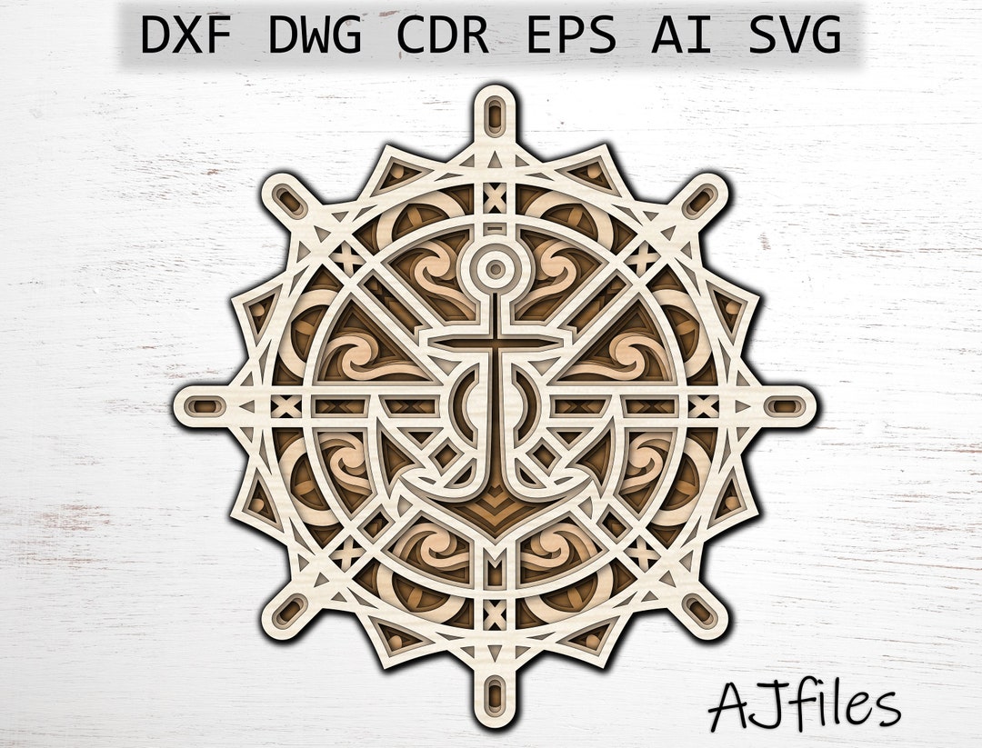 Ship Wheel Svg, Layered Mandala Svg, Laser Cut File, Digital File ...