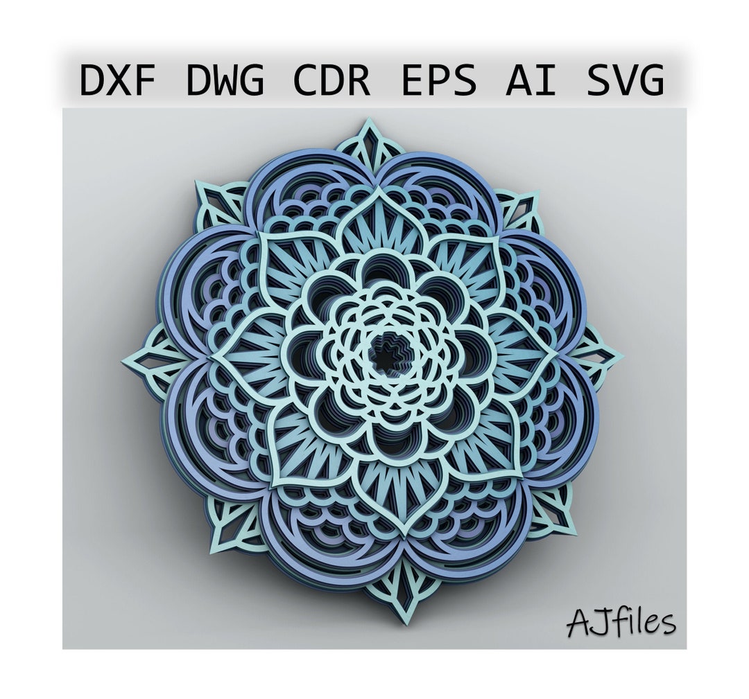 Layered Mandala Svg, Multilayer Mandala DXF, Laser Cut DXF Mandala ...