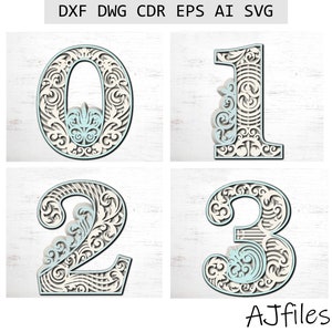 Layered Numbers Bundle, Laser Cut Mandala Number, Numbers SVG for ...