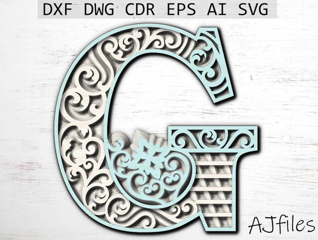 Letter G Laser Cut File: Multilayer Alphabet SVG (digital Download) - Etsy