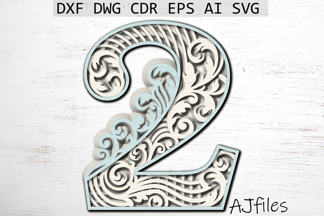 Layered Number 2, Laser Cut Mandala Number, Numbers SVG for Cricut ...