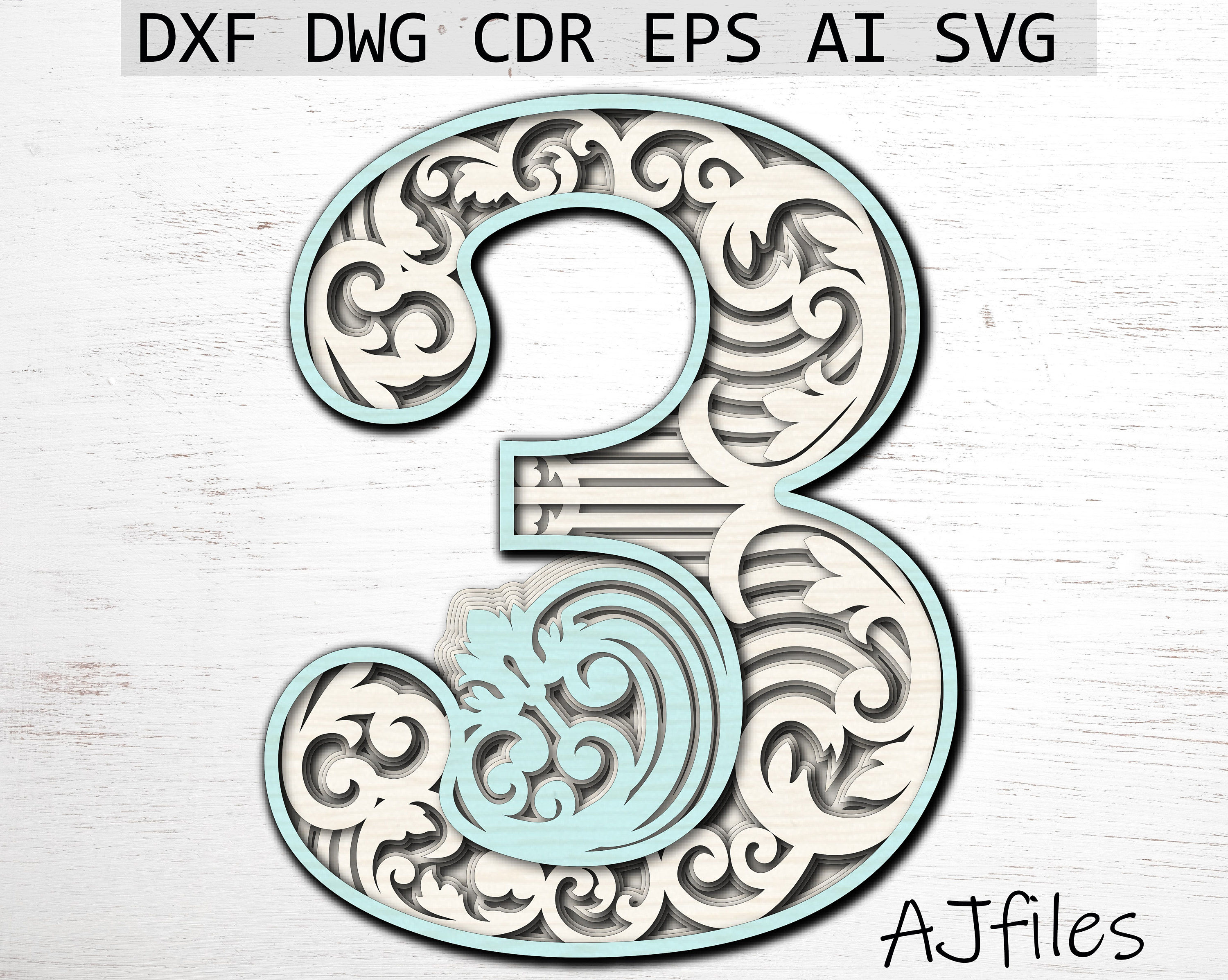 Layered Number 3 Laser Cut Mandala Number Numbers SVG for - Etsy