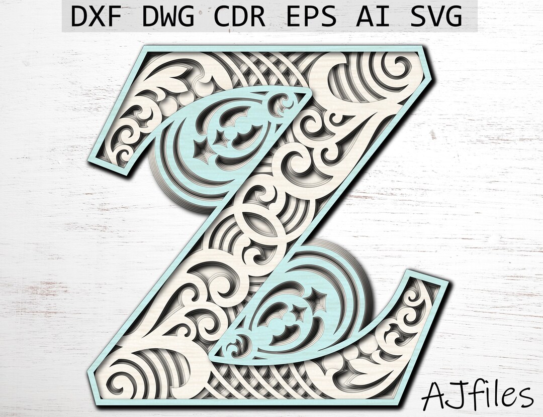 Layered Letter Z Svg, Laser Cut File, Alphabet Letters Svg, 3d Letters ...