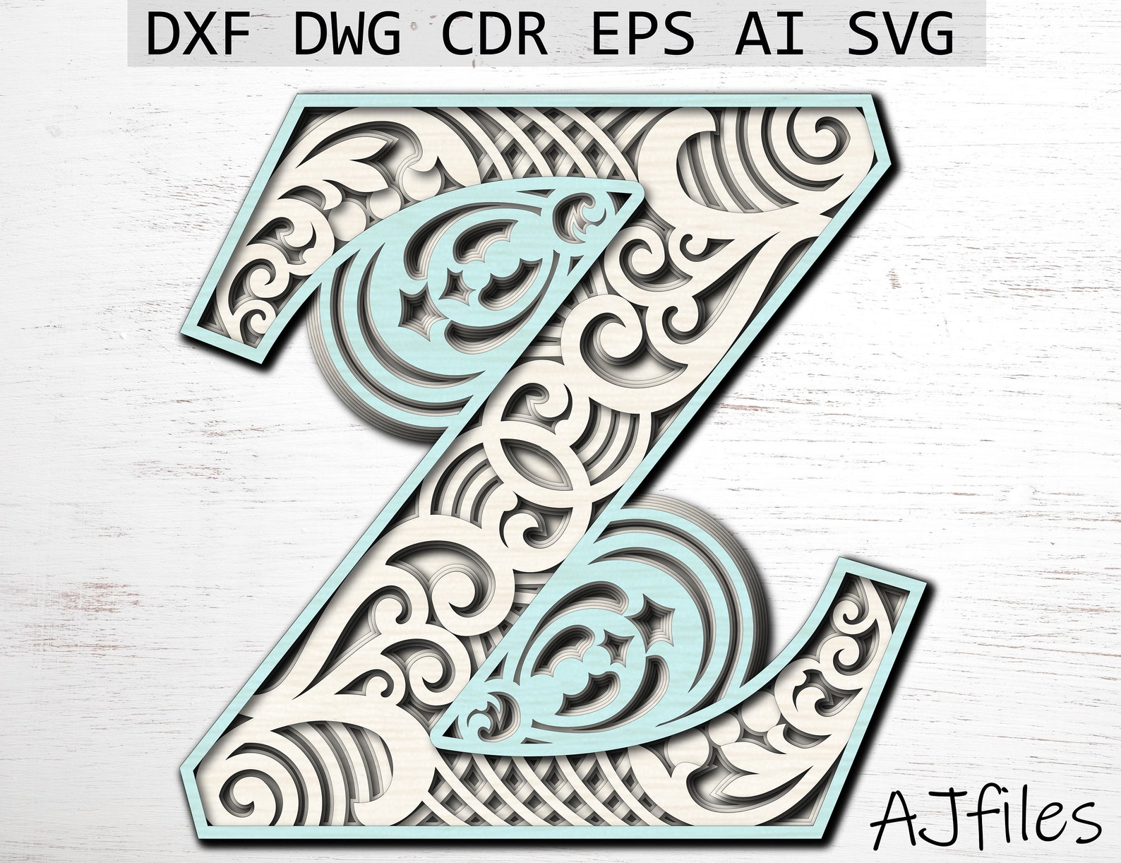 Layered Letter Z Svg, Laser Cut File, Alphabet Letters Svg, 3d Letters ...