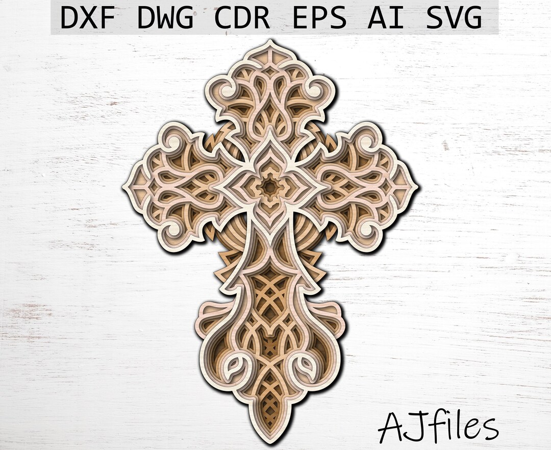 Cross Svg, Layered Cross, Mandala File, Mandala Svg, DXF Cross, Cricut ...