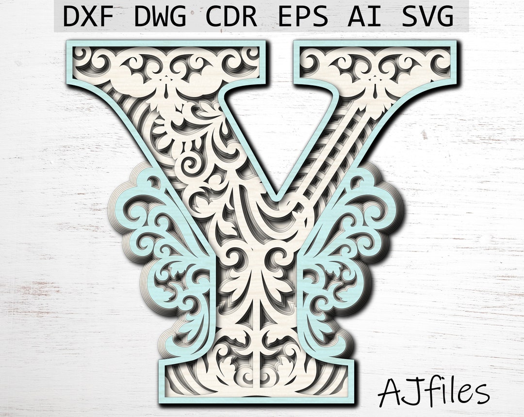 Layered Letter Y, Alphabet Letters Svg, 3d Letters Svg, DXF Alphabet ...