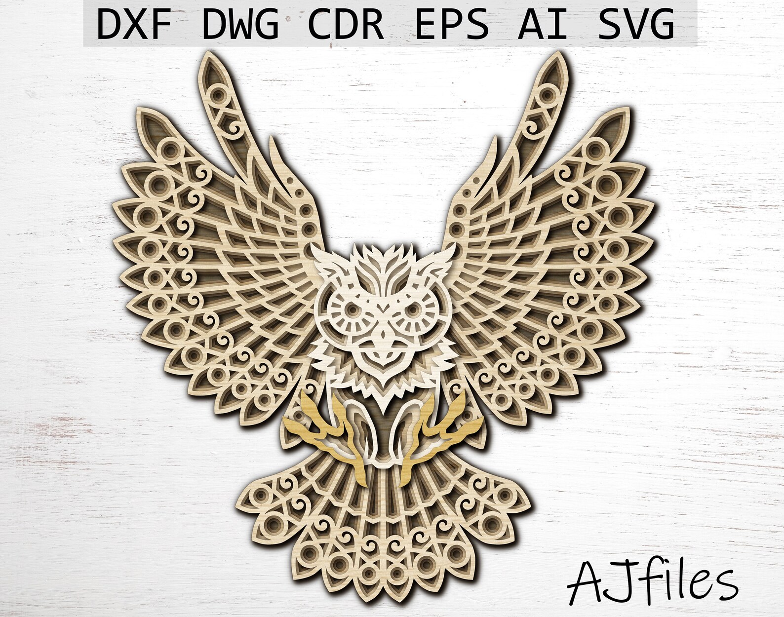 Owl Digital File Laser Cut File Owl Svg Multilayer Laser | Etsy