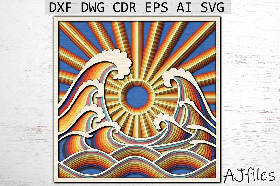 Sunset Svg Waves Svg Waves Digital File Laser Cut File | Etsy