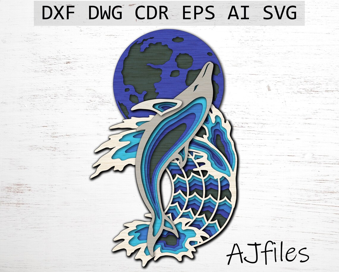 Layered Dolphin Svg Laser Cut File Layered Mandala 3d | Etsy UK