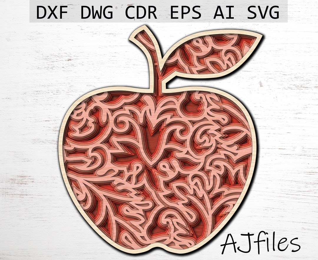 Apple Svg, Layered Mandala File, Laser Cut File, Digital File Download ...